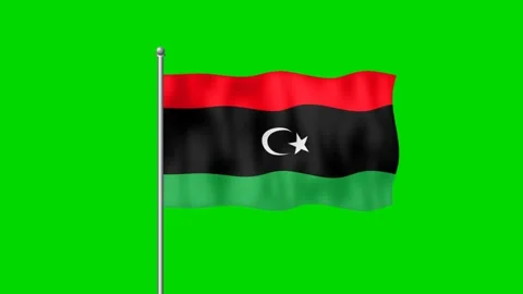 Libya flag waving in the wind on green s... | Stock Video | Pond5