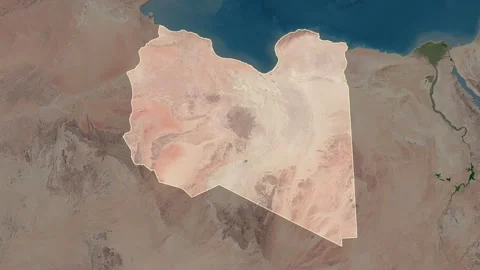 Libya map - zoom. Regions. Satellite. | Stock Video | Pond5