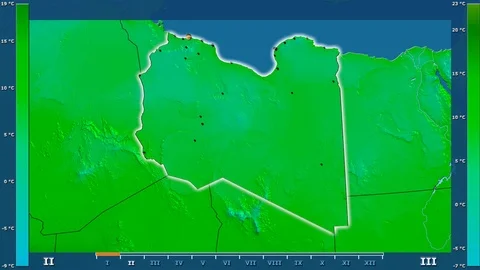 Libya - minimum temperature, borders and... | Stock Video | Pond5