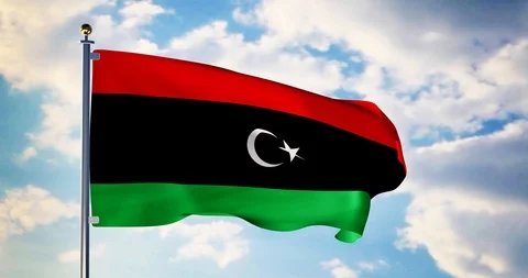 Libyan flag waving in the wind shows lib... | Stock Video | Pond5