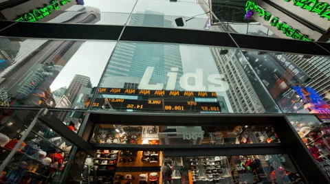 "Lids" hat and baseball cap store in Tim... | Stock Video | Pond5