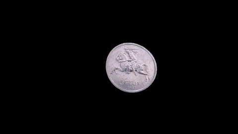 Lietuva (Lithuanian) lita coin on a blac... | Stock Video | Pond5