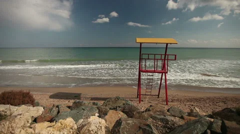lifeguard watching tower chair | Stock Video | Pond5
