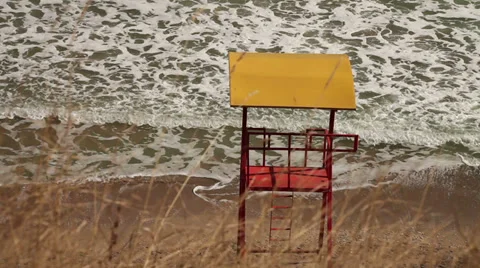lifeguard watching tower chair | Stock Video | Pond5