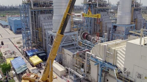 lifting a disassembled turbine rotor and... | Stock Video | Pond5