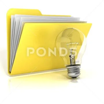 Light bulb, idea folder icon, 3D Light bulb, idea folder icon, 3D ...