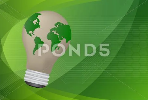 Light bulb with world map on it. vector illustration ~ Clip Art #45976095