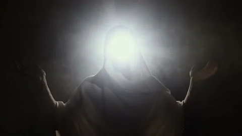 Light comes from the face of God | Stock Video | Pond5