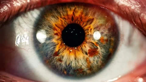 Light flares over macro of human eye loo... | Stock Video | Pond5
