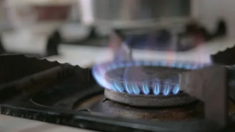 Light A Gas Cooker, blue gas ignites fra... | Stock Video | Pond5