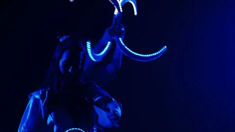 Light LED dance show. Impressive dances ... | Stock Video | Pond5