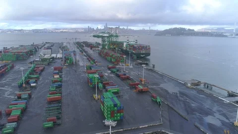 Light Rain And Giant Container Ship At O... | Stock Video | Pond5