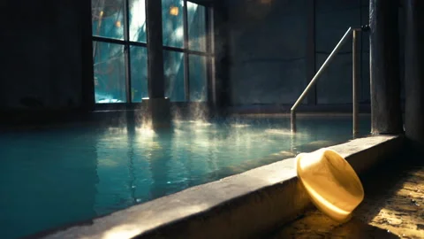 Light reflection on hot spring water in ... | Stock Video | Pond5