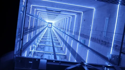 Light show in ascending elevator. | Stock Video | Pond5
