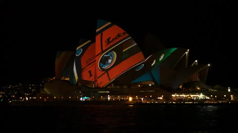 Light show on Sydney Opera House | Stock Video | Pond5