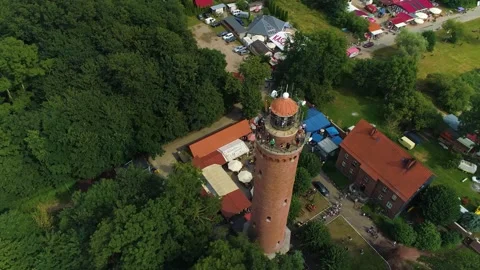 Lighthouse Gaski Latarnia Morska Aerial ... | Stock Video | Pond5