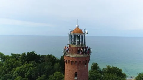 Lighthouse Gaski Latarnia Morska Aerial ... | Stock Video | Pond5
