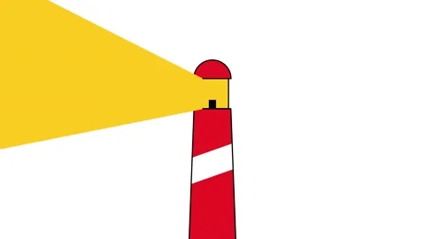 Lighthouse light beam cartoon. Looping m... | Stock Video | Pond5