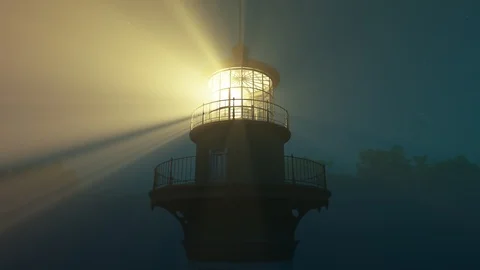 Lighthouse light spining around. | Stock Video | Pond5