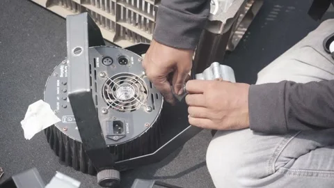 Lighting fixing shot circuit stage ligh... | Stock Video | Pond5