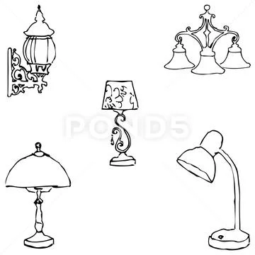 Lighting. Sketch by hand. Pencil drawing by hand. Vector image. The ...