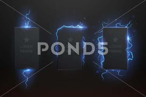 Lightning frame set on black background Illustration #134718776