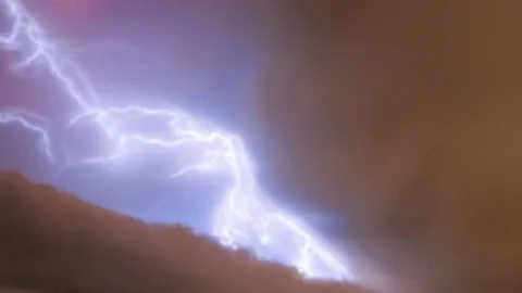 Lightning storm at night looping video b... | Stock Video | Pond5