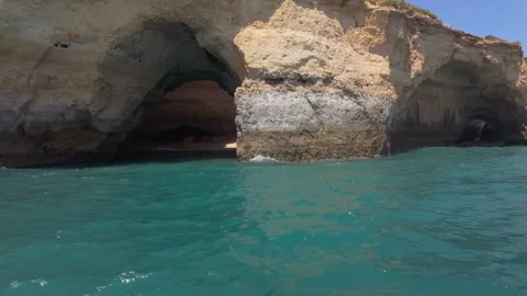 Limestone Cliffs and caves of the coast ... | Stock Video | Pond5
