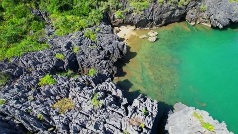 Limestone hills and sandy beaches within... | Stock Video | Pond5