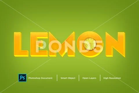 Limon text effect Design Photoshop Layer Style ~ PSD Template #196157216