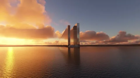 The Line - Aerial view of the city of th... | Stock Video | Pond5