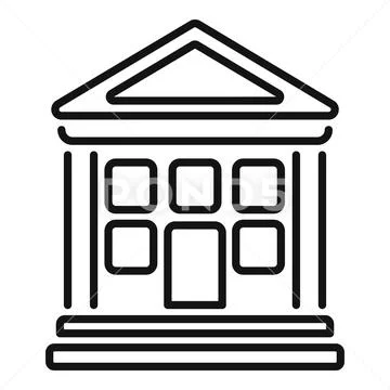 Line art icon representing a courthouse building ~ Clip Art #281993327