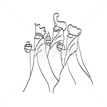 Line art three wise men from nativity scene illustration vector ...
