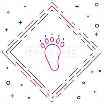 Line Bear paw footprint icon isolated on white background. Colorful ...