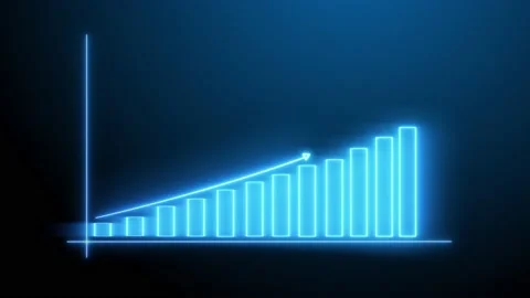 line chart graph. glowing neon bar busin... | Stock Video | Pond5