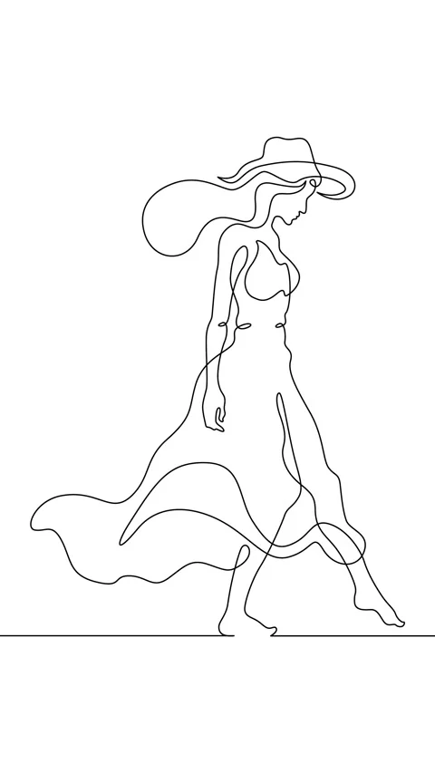 Line drawing animation of woman on the b... | Stock Video | Pond5