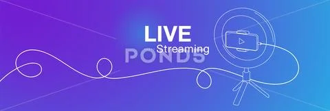Line drawing of live stream on blue background: Graphic #287852157