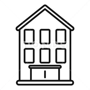 Line drawing representing an apartment building with many windows ...