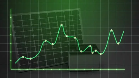 Line graph animation over solar panel ba... | Stock Video | Pond5