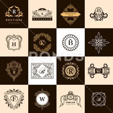 Line graphics monograms. Logo Set. Business sign. Letter emblems ...