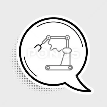 Line Industrial machine robotic robot arm hand factory icon isolated on ...