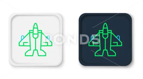Line Jet fighter icon isolated on white background. Military aircraft ...