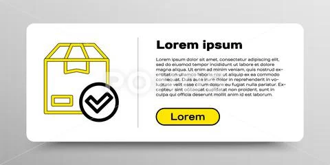 Line Package box with check mark icon isolated on white background ...