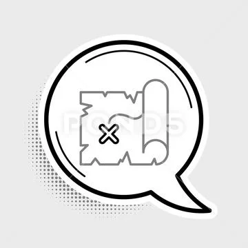Line Pirate treasure map icon isolated on grey background. Colorful ...