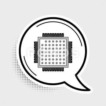 Line Processor icon isolated on grey background. CPU, central ...
