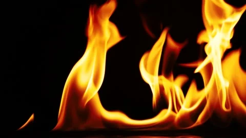 Line of real fire flame igniting and bur... | Stock Video | Pond5
