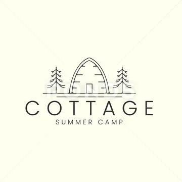 Linear cottage style logo vector illustration icon template design ...