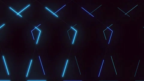 Lines pattern with motion blue neon ligh... | Stock Video | Pond5