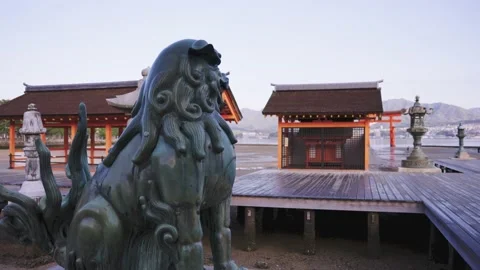 Lion Guard Dog Statue at Itsukushima Shr... | Stock Video | Pond5