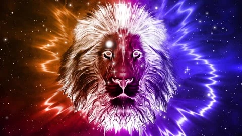 Lion Head Fantasy with particle wave eff... | Stock Video | Pond5